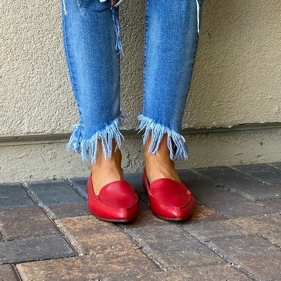 Nordstrom | Shoes | Red Genuine Napa Leather Pointed Toe Penny Loafer ...